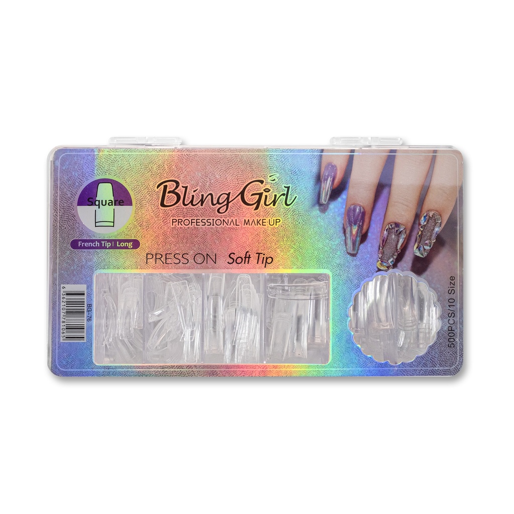 Bling Girl BG-76 Square French Tip Press On Soft Tips 500 pcs [8257 ...